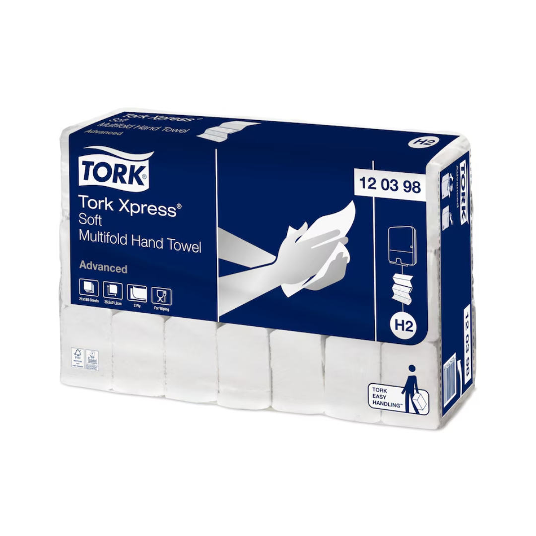 H2 Advanced Multifold Hand Towel 2 Ply White (180 Sheet x 21 Packet ...