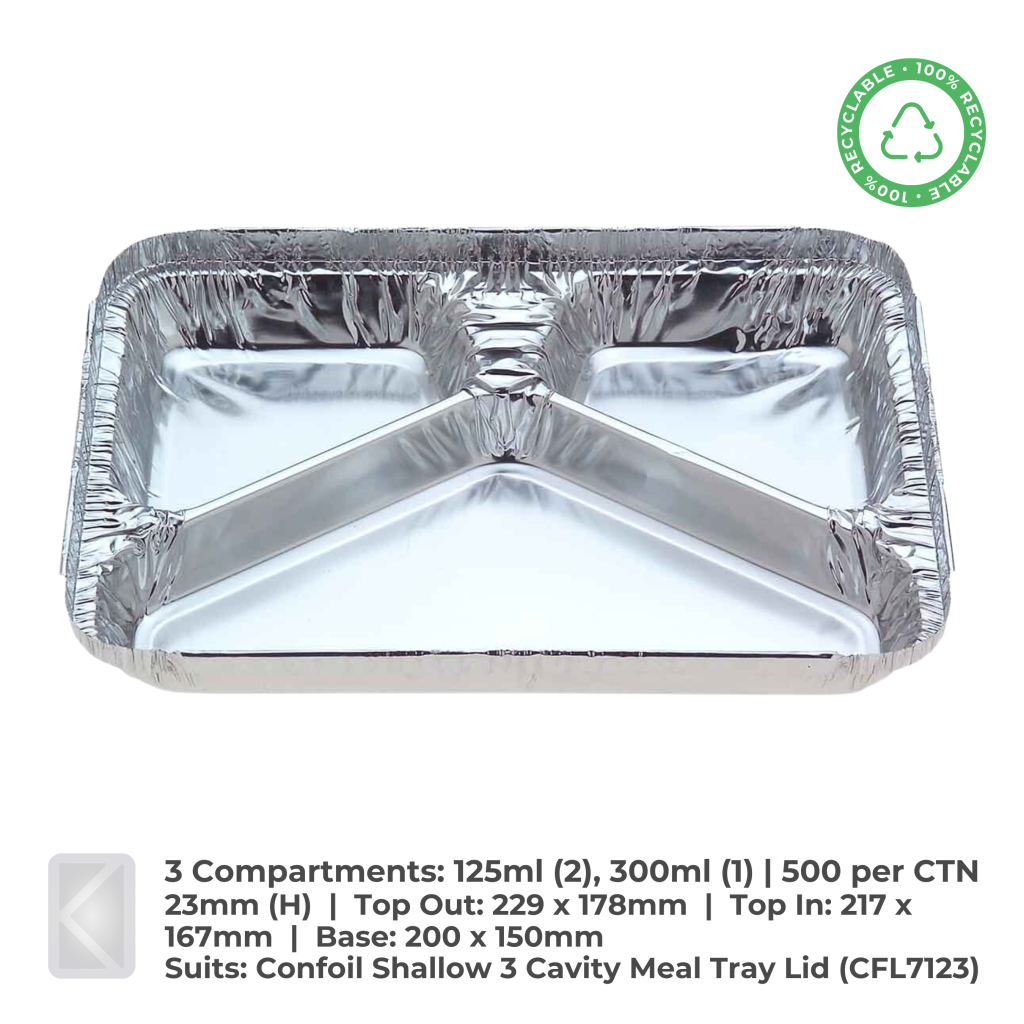 Shallow 3 Cavity Meal Tray - Milestone Chemicals Australia Pty Ltd
